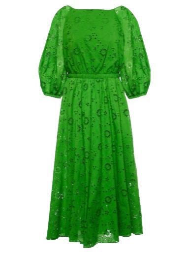 Carolina Herrera Eyelet Midi Dress - Green