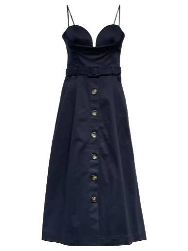 Carolina Herrera Sweetheart Neckline Belted Midi Dress - Black