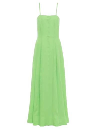 Gabriela Hearst Spaghetti Strap Dress With Concealed Front Closure - Green