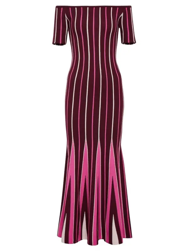 Gabriela Hearst Pleated Wool Maxi Dress With Off-shoulder Neckline - Brown