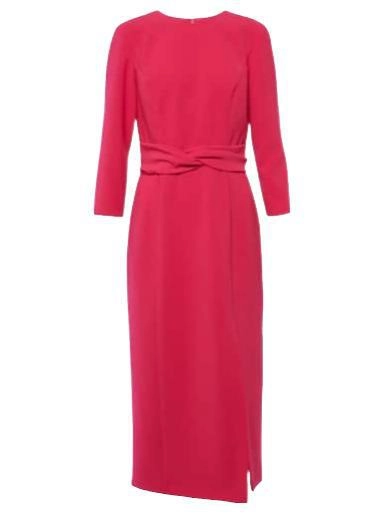 Carolina Herrera Crepe Midi Dress With Twisted Waist And Front Slit - Red