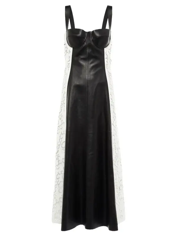 Gabriela Hearst Leather Corset Dress With Lace Panels - Black