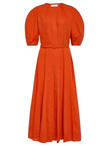 Gabriela Hearst Caden Puff Sleeve Midi Dress - Red