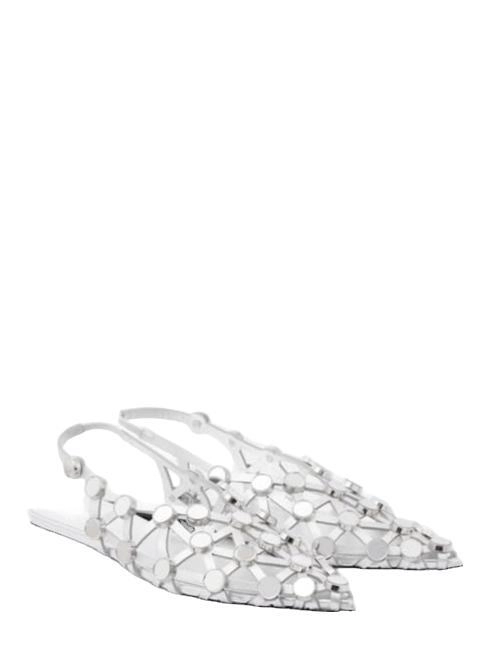 Attico Silver-tone Leather Ballet Flats - White