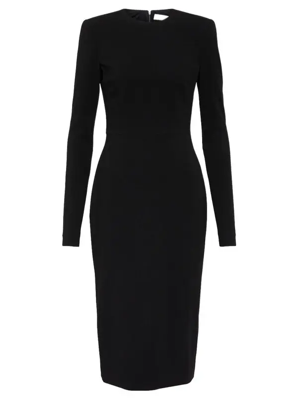 Victoria Beckham Long-sleeved Crewneck Midi Dress - Black