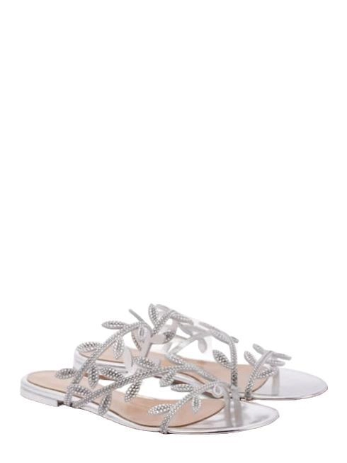 GIANVITO ROSSI Embellished Leaf Flat Sandals - Gray