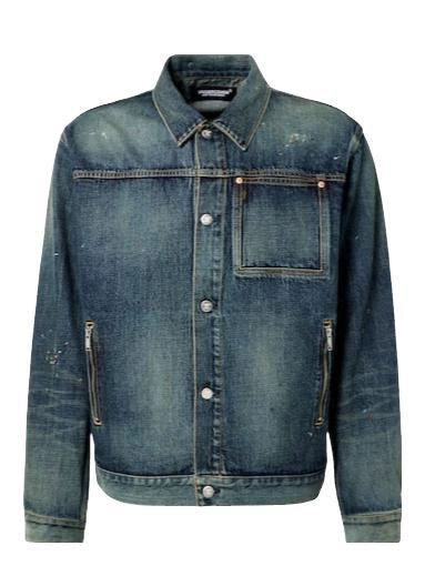 Undercover Embroidered Faded Denim Trucker Jacket - Green