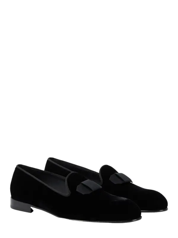 Brioni Velvet Loafers With Bow Detailing - Black