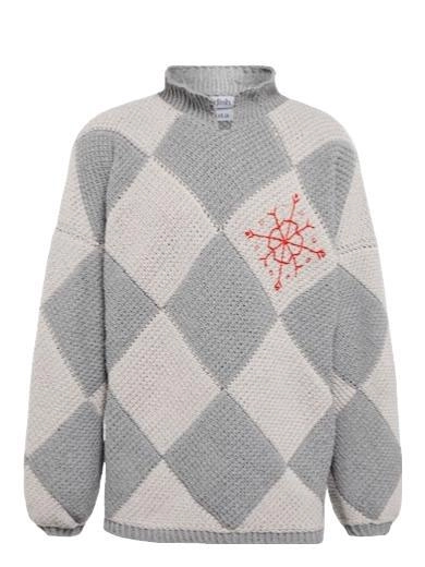 ADISH Embroidered Cotton Sweater - Gray