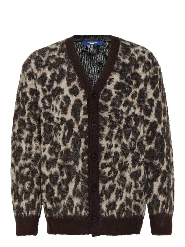 Junya Watanabe Leopard Jacquard Button-front Cardigan - Black