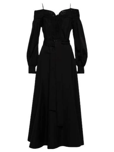 Gabriela Hearst Elias Lace-trimmed Cotton Off-shoulder Midi Dress - Black