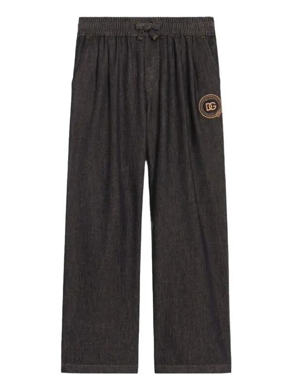 Dolce & Gabbana Monogram Denim Trousers - Black