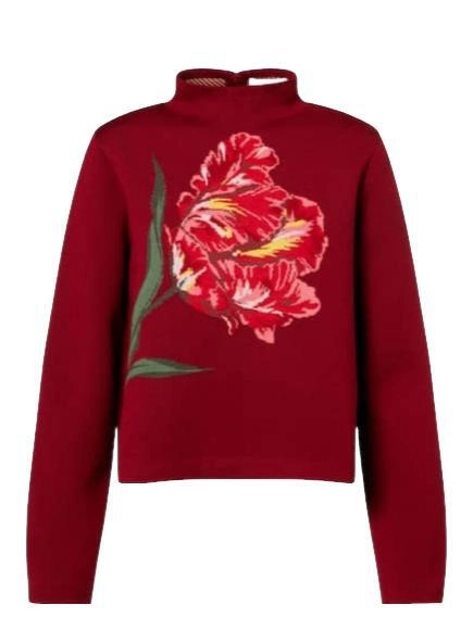 Carolina Herrera Floral Jacquard High Neck Sweater - Red