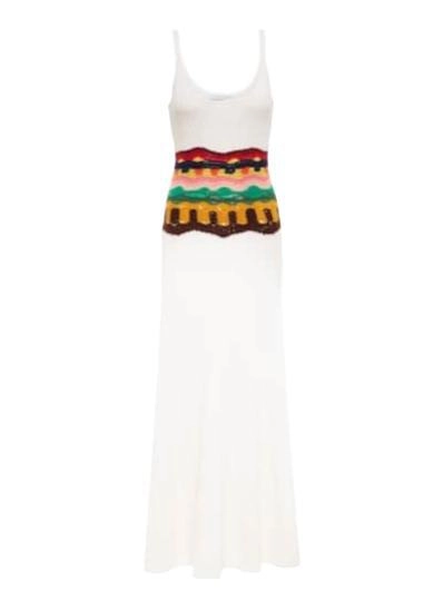 Gabriela Hearst Sainz Ribbed Maxi Dress With Crochet Waist - White