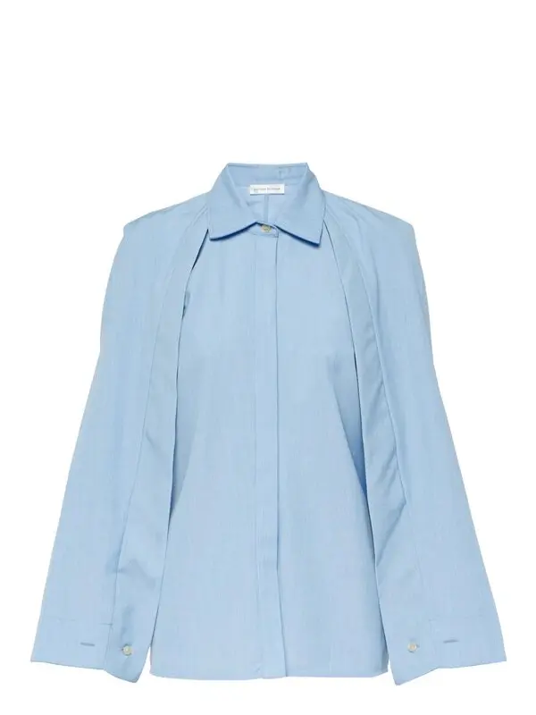 Victoria Beckham Shawl Virgin Wool Shirt - Blue