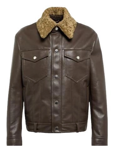 Nanushka Logo Leather Jacket With Patch And Side Seam Pockets - Brown