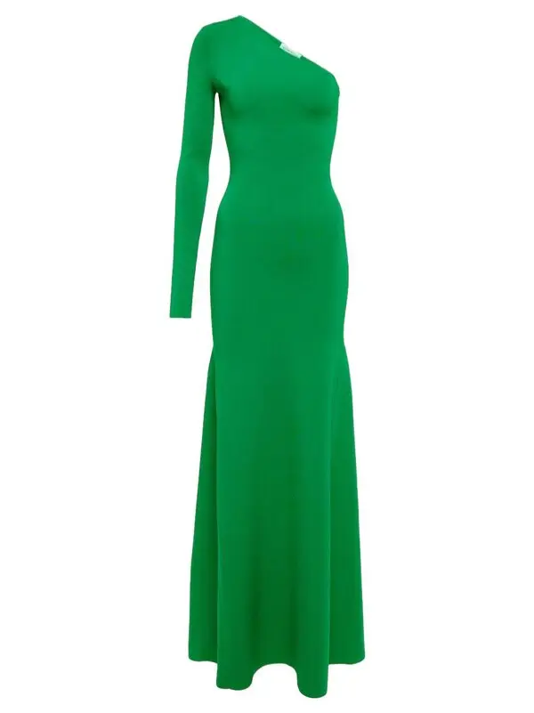 Victoria Beckham Knitted One-shoulder Maxi Dress - Green