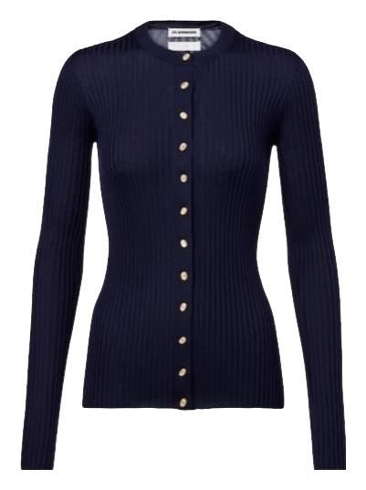 JIL SANDER Ribbed-knit Silk Cardigan - Black