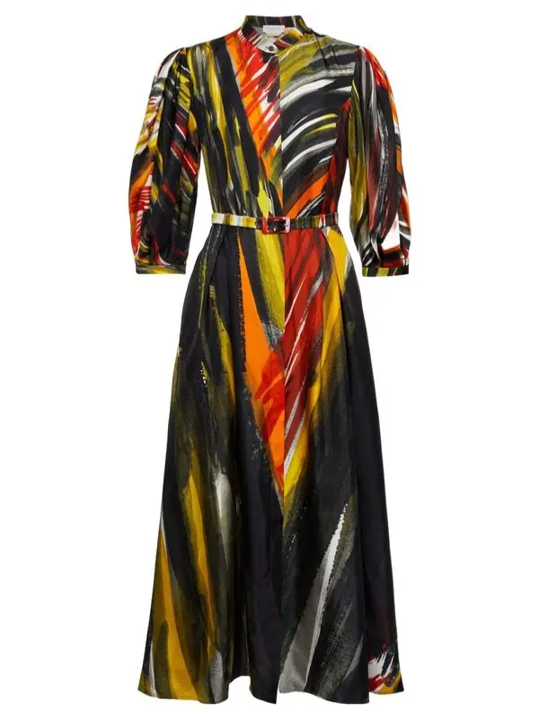 Gabriela Hearst Dexter Abstract Print Silk Maxi Dress - Black