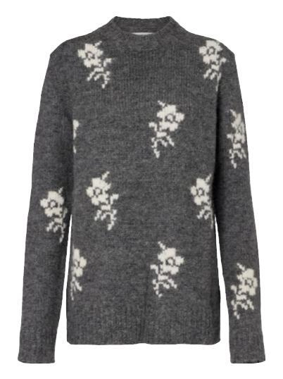 JIL SANDER Alpaca And Wool-blend Sweater With Floral Intarsia - Black