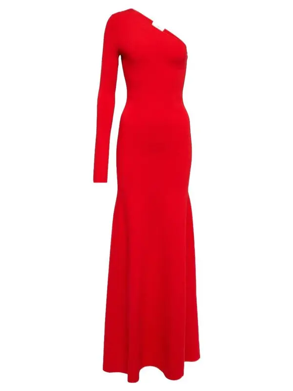 Victoria Beckham One-shoulder Long Knit Dress - Red