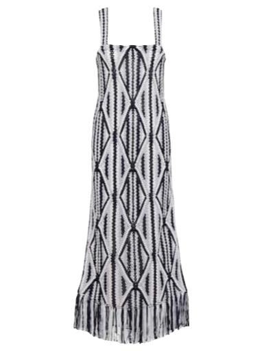 Gabriela Hearst Daria Tassel Knitted Wool Maxi Dress - Gray