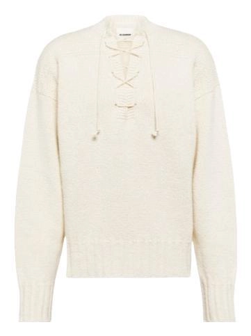 JIL SANDER Tie-detailed Knit Sweater - White
