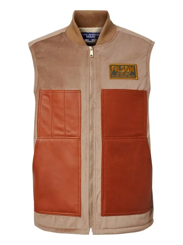 Junya Watanabe Logo Zip-up Vest - Brown