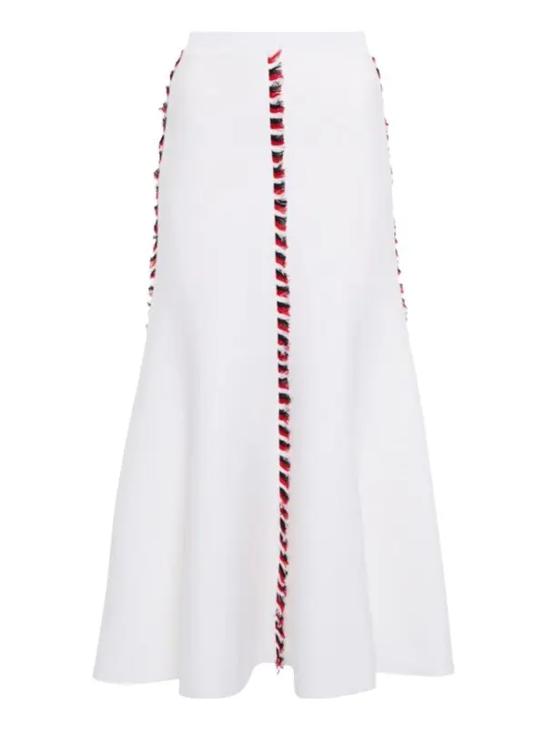 Gabriela Hearst High-waisted Midi Skirt With Fringed Panels - White