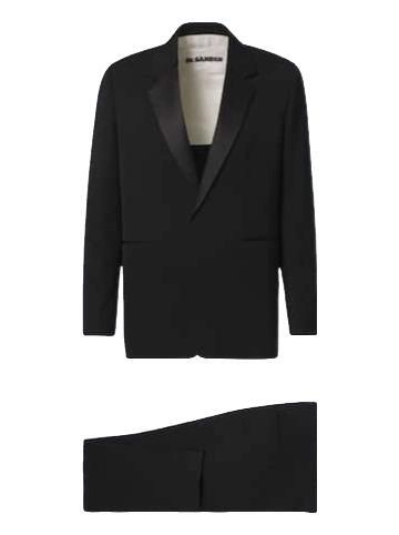 JIL SANDER Satin-trimmed Wool Blazer - Black
