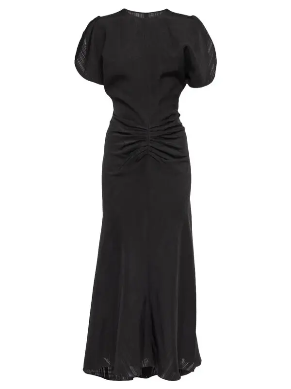 Victoria Beckham Off-the-shoulder Ruched Crepe Midi Dress - Black