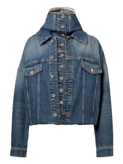 JEAN PAUL GAULTIER Layered Hooded Denim Jacket - Blue