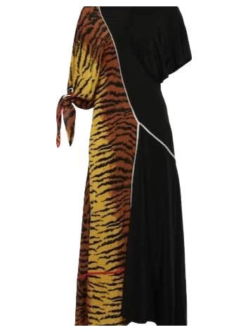 Victoria Beckham Asymmetrical Animal Print Maxi Dress - Black