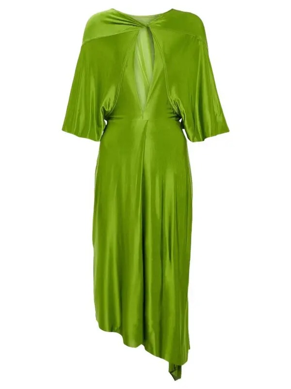 Victoria Beckham Shawl-sleeve Cutout Midi Dress - Green