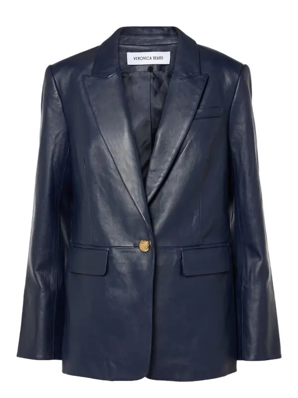 Veronica Beard Vega Leather Blazer - Black