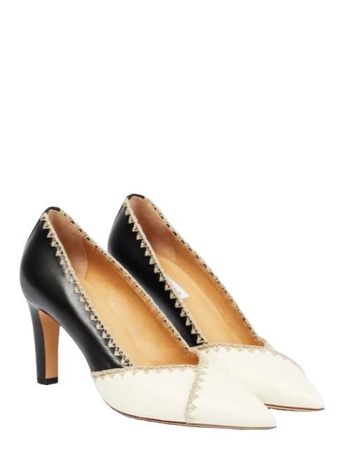 Gabriela Hearst Leather High-heeled Shoes With Pointed Toe And Gold-tone Trim - Multicolor