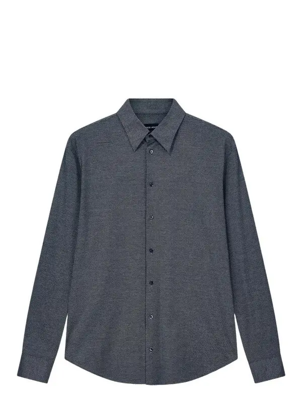 Giorgio Armani Shirt Regular Fit In Micro Jacquard Cotton Jersey - Patterned