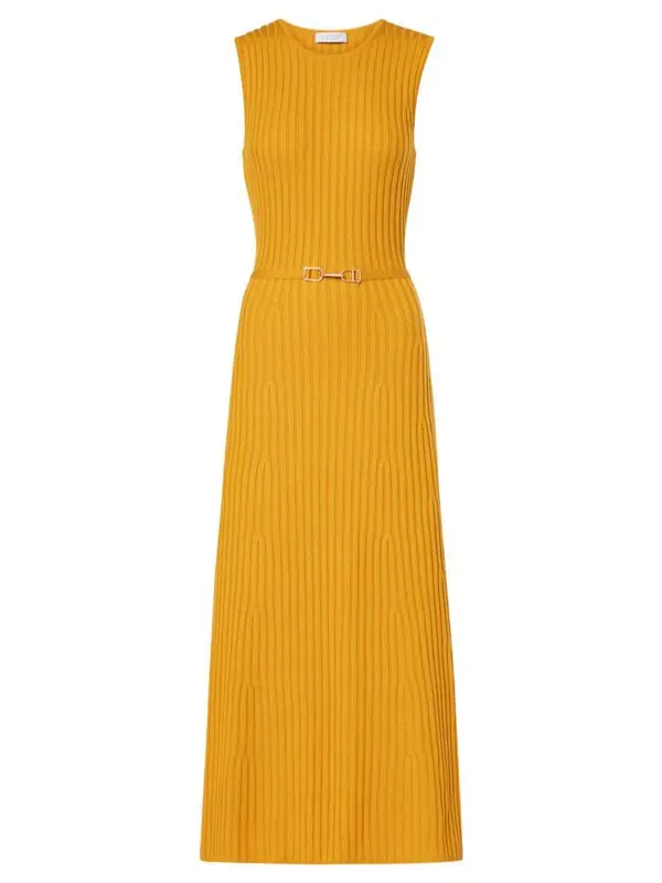 Gabriela Hearst Ribbed Knit Wool And Cashmere Maxi Dress - Orange