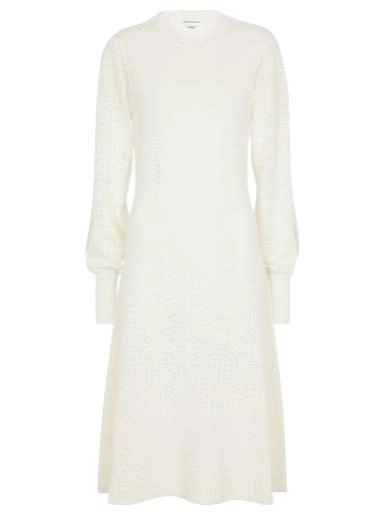 Victoria Beckham Ivory Openwork Knit Midi Dress - White