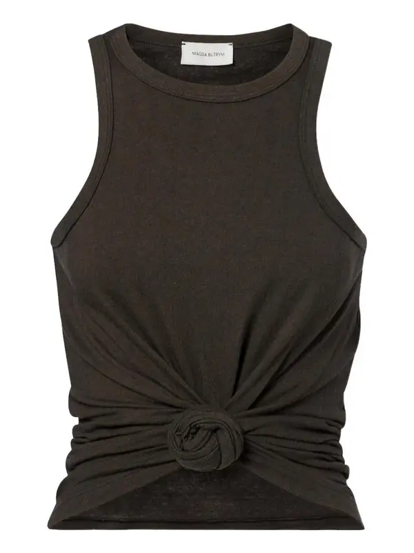 Magda Butrym Knotted Cotton And Silk Tank Top - Gray