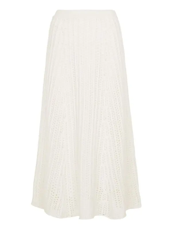 Gabriela Hearst Pablo Cable Knit Cashmere Midi Skirt - White