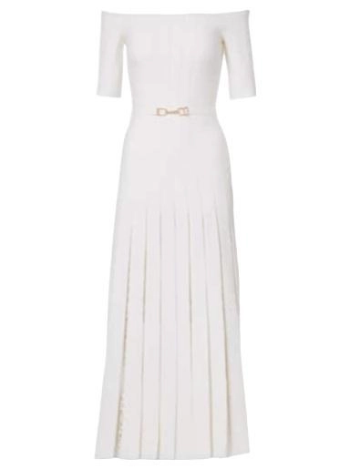 Gabriela Hearst Off-the-shoulder Short-sleeved Dress With Detachable Belt - White