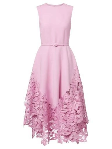 Oscar De La Renta Wool-blend And Lace Midi Dress - Pink