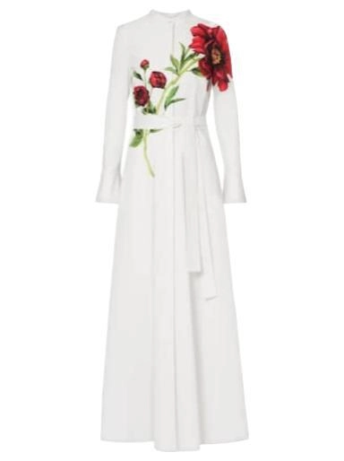 Oscar De La Renta Peony Cotton-blend Poplin Maxi Dress - White