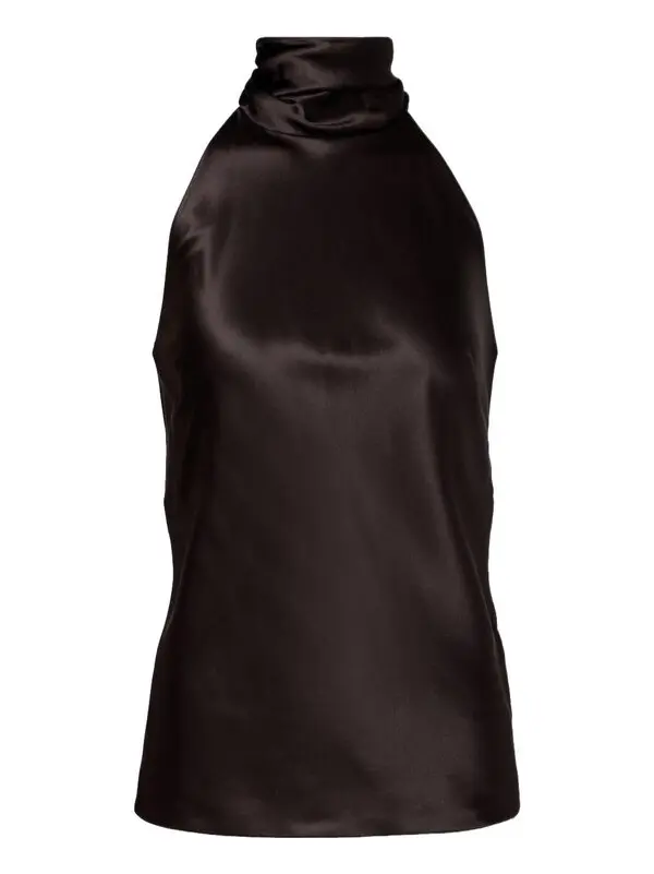 Ralph Lauren Chilton Halterneck Silk-blend Top - Black