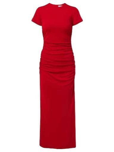 Carolina Herrera Ruched Midi Dress - Red