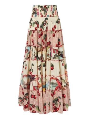 Camilla Printed Silk Maxi Skirt - Nude