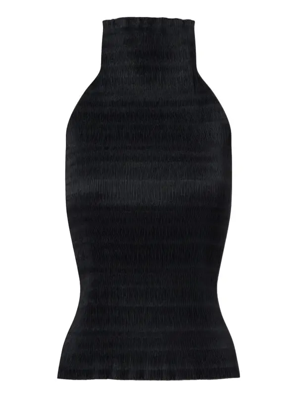 Magda Butrym Sleeveless Shirred Turtleneck Top - Black