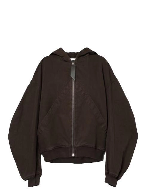 Attico Cotton Gabardine Hooded Bomber Jacket - Black