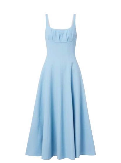 EMILIA WICKSTEAD Collins Wool Crêpe Midi Dress - Blue